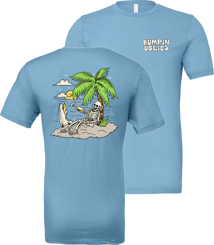 Skeleton Beach Tee (Light Blue) – Bumpin Uglies